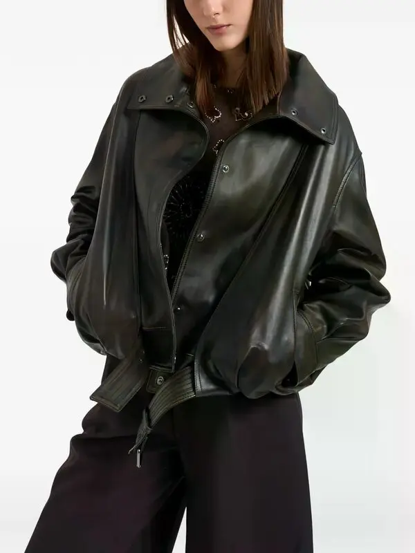 SWORD 6644 Belted Leather Jacket