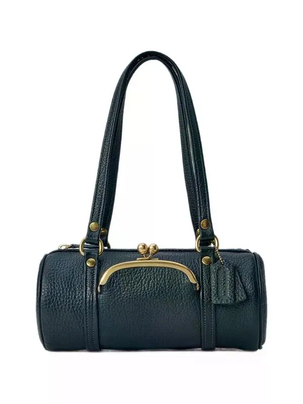 COACH Kisslock Leather Barrel Bag