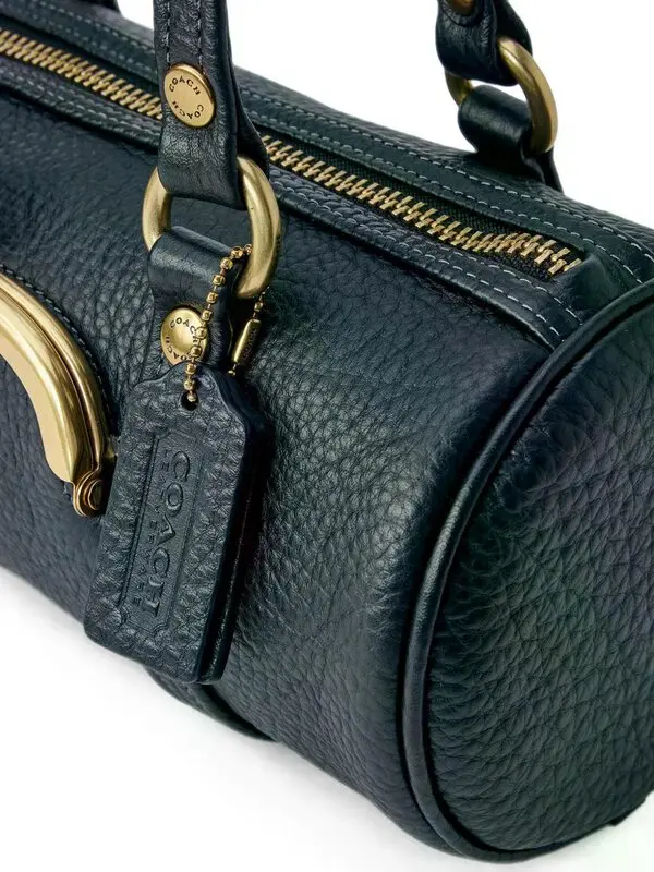 COACH Kisslock Leather Barrel Bag