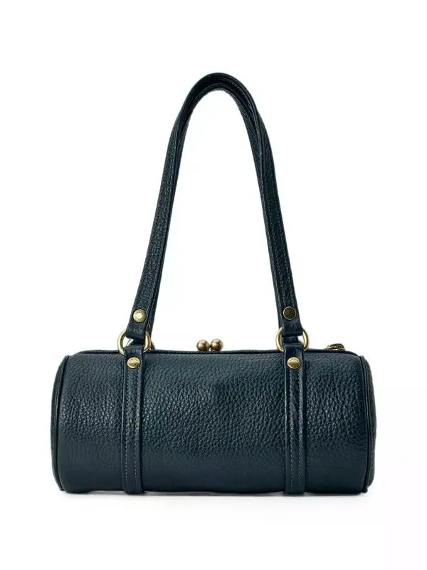 COACH Kisslock Leather Barrel Bag