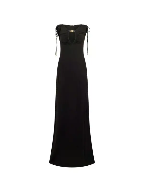 Roberto Cavalli Mirror Snake Ruched Maxi Dress