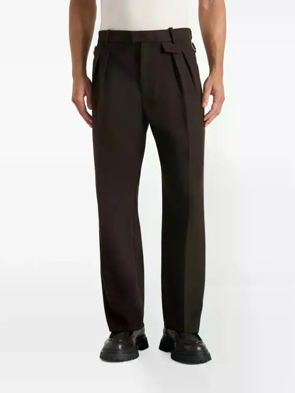 Manière De Voir Pierre In Twin-pleat Tailored Wool-blend Trousers - Brown