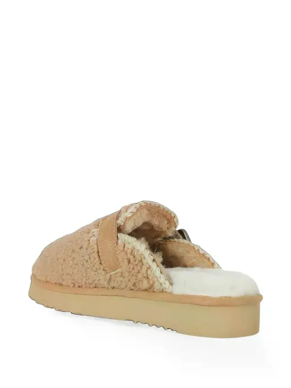 Mou Curly Buckle-fastening Sheepskin Mules