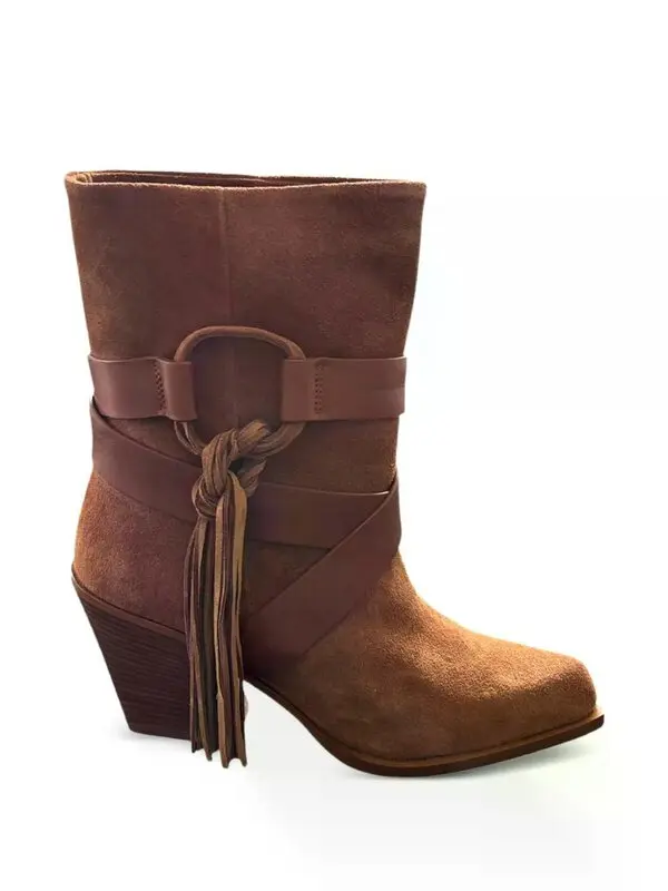 VIC MATIE H10 Jolene West Tassel-detail Wrap-strap Boots - Brown