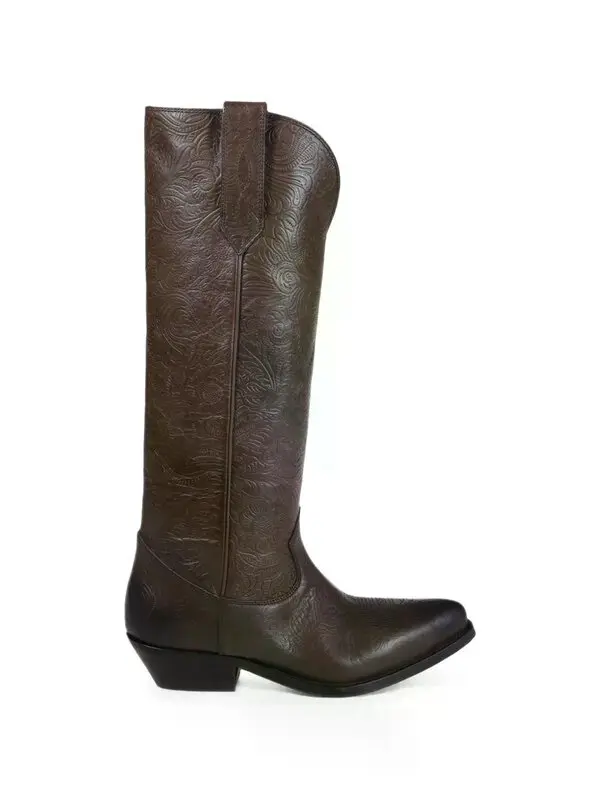 GOLDEN GOOSE Star-embroidery Leather Boots - Brown