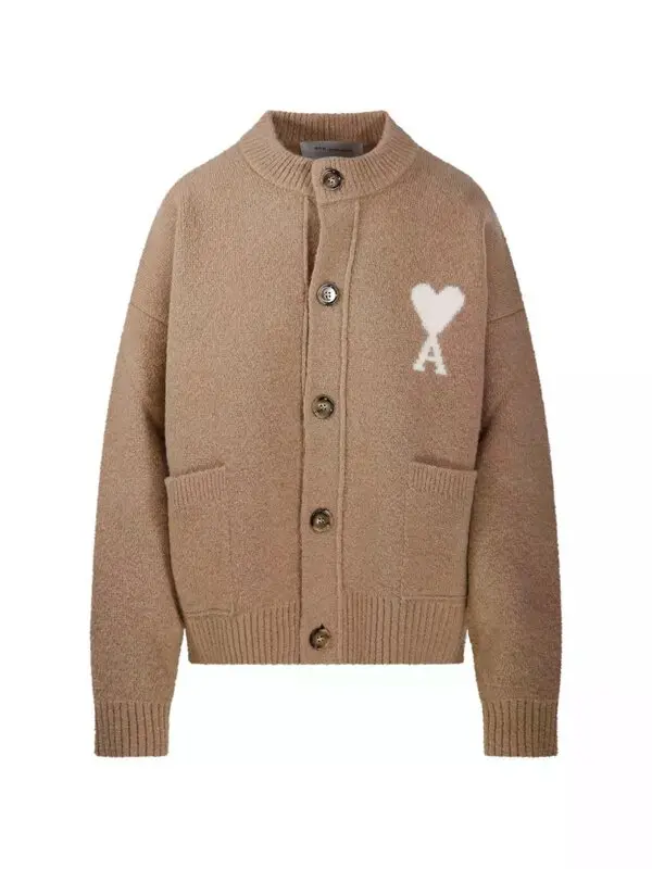 AMI Paris De Coeur Cardigan - Neutrals