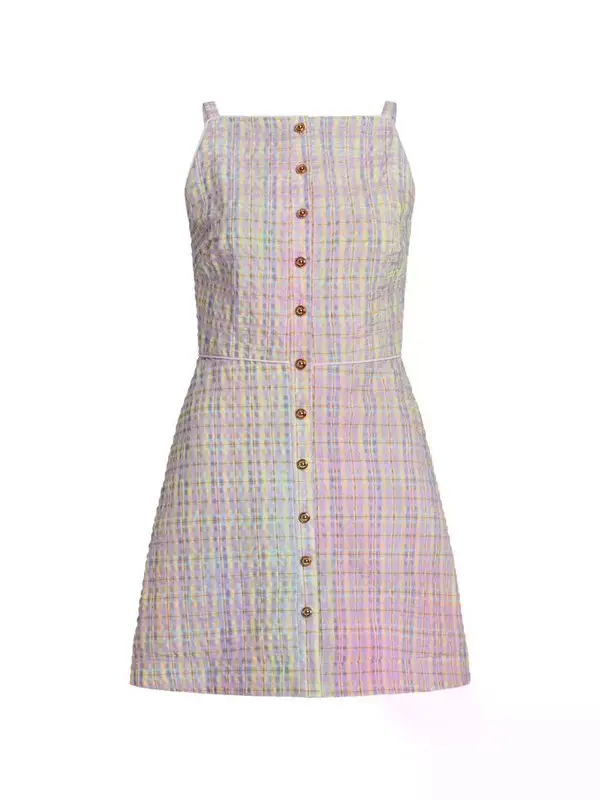MARKARIAN Skye Plaid Seersucker Mini Dress - Purple