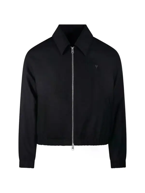 AMI Paris Wool Padded Jacket With De Coeur - Black