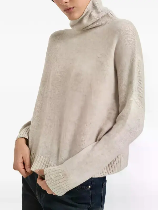 KUJTEN Roll-neck Drop-shoulder Sweater - Neutrals