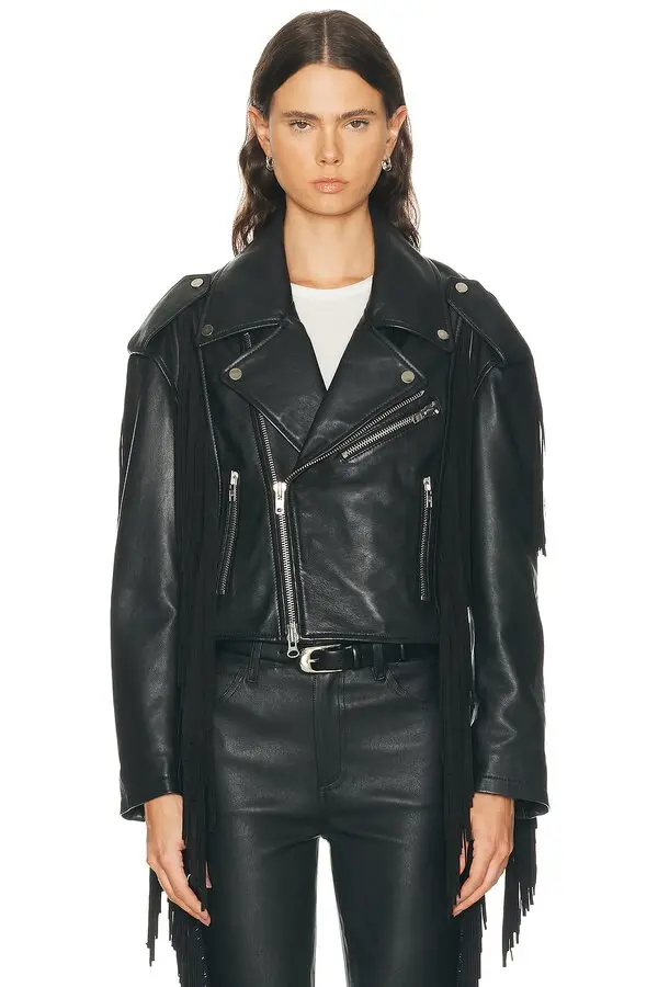 Sprwmn Moto Fringe Leather Jacket