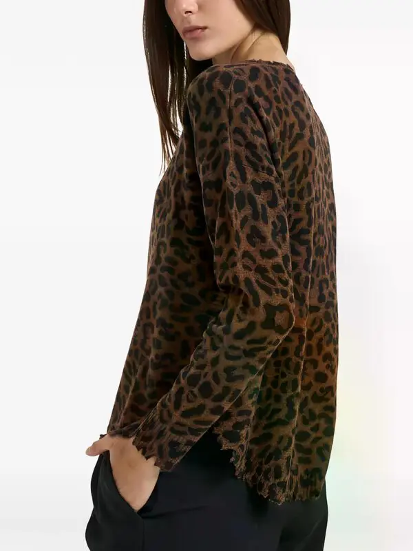 KUJTEN Leopard-print Distressed Sweater
