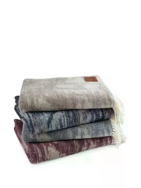 Roberto Cavalli Savanna Fringed Animal-pattern Wool Blanket