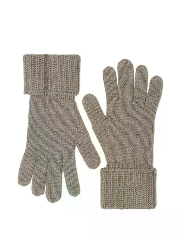 Fabiana Filippi Monili-embellished Knitted Gloves - Neutrals