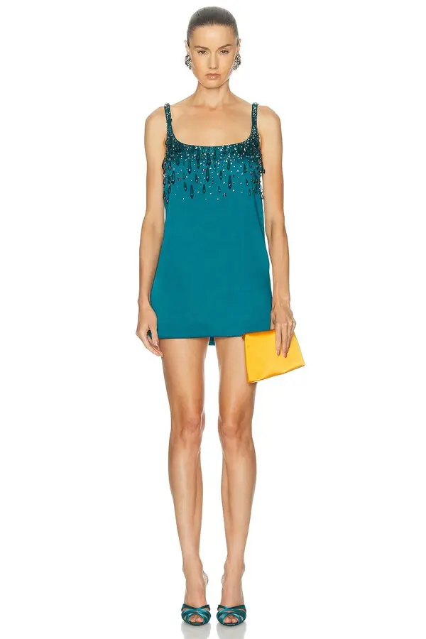Retrofete Jinori Crystal Dress In Teal
