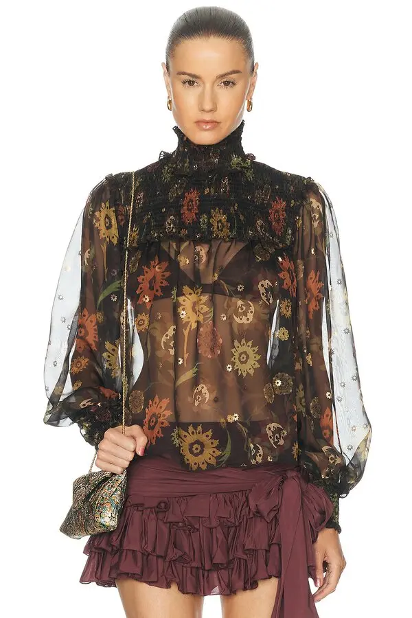 SIEDRES Mirelle Sheer Floral Blouse