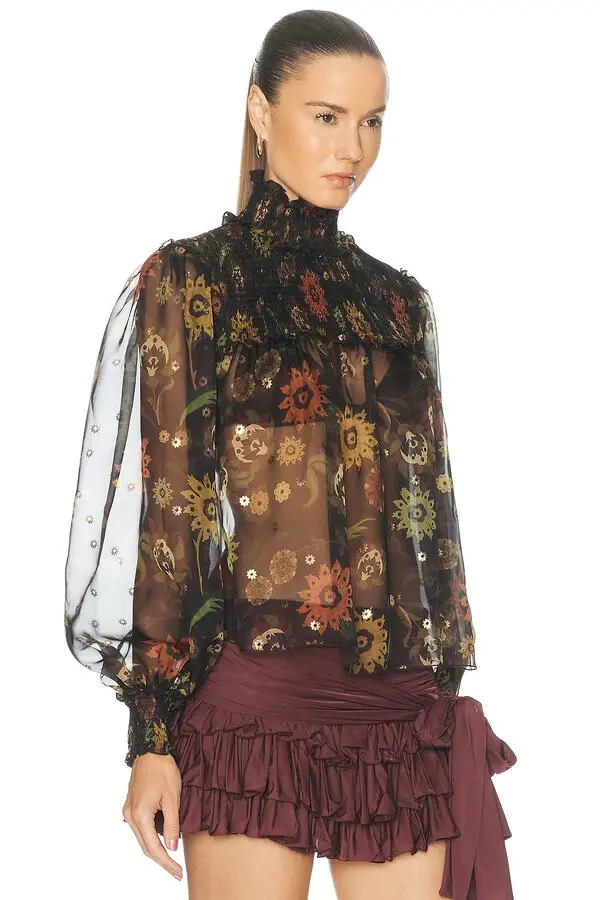 SIEDRES Mirelle Sheer Floral Blouse