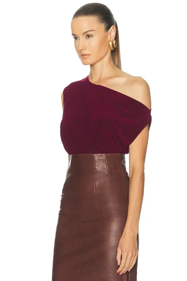 Norma Kamali X Lifestyle Drop Shoulder Top In Burgundy