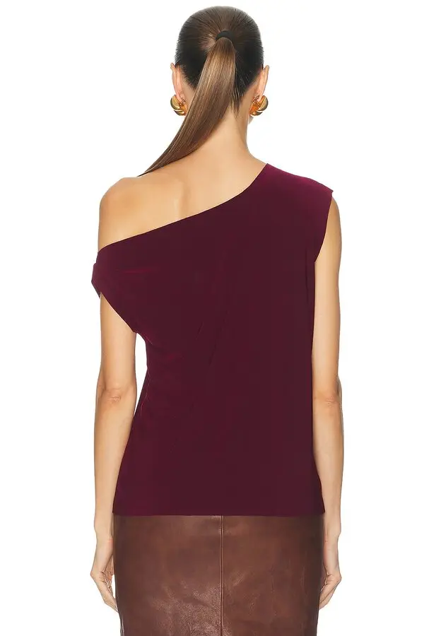Norma Kamali X Lifestyle Drop Shoulder Top In Burgundy