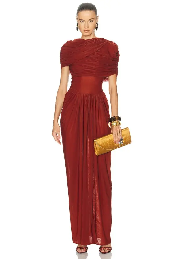 Marianna Senchina Lola Dress In Rust - Maroon