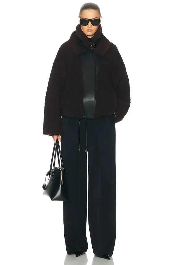 Sportmax Filtro Faux Short Hair Jacket - Chocolate