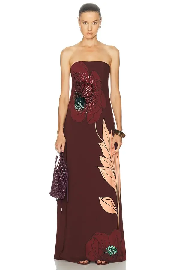 Johanna Ortiz Petals Maxi Dress - Wine