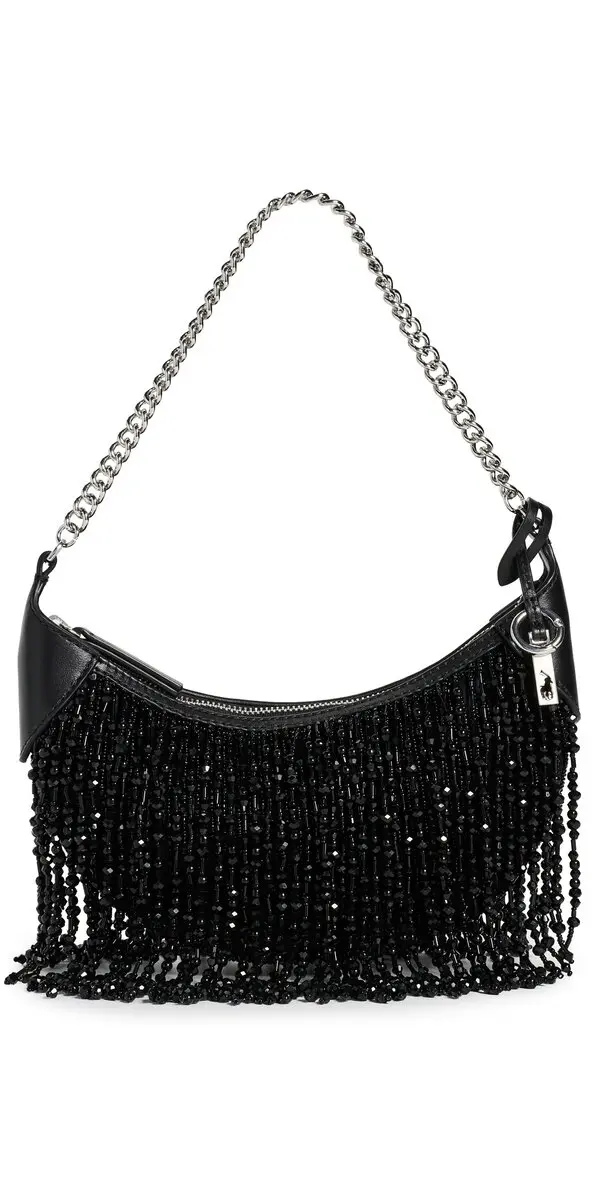 Polo Ralph Lauren Beaded Fringe Shoulder Bag - Black