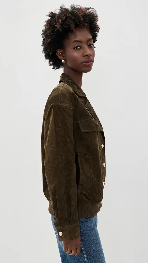 LAMARQUE Aleda Suede Jacket - Olive