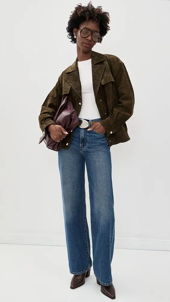 LAMARQUE Aleda Suede Jacket - Olive