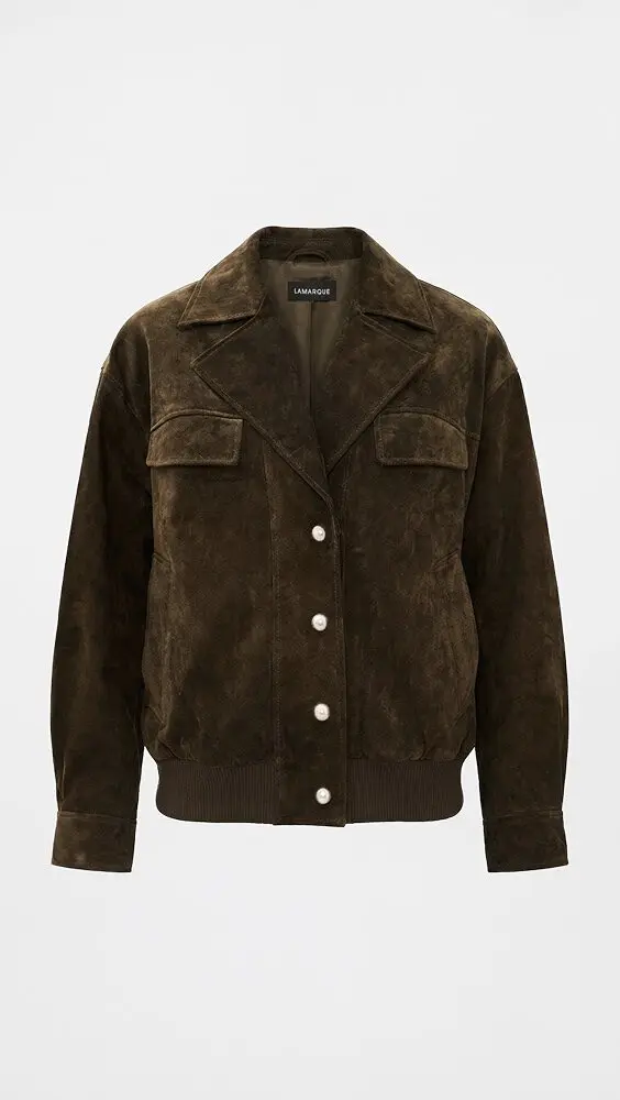 LAMARQUE Aleda Suede Jacket - Olive