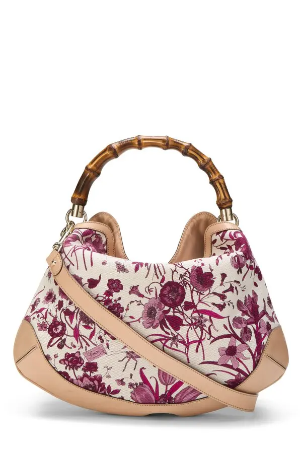 Gucci Pink Floral Canvas Peggy Hobo