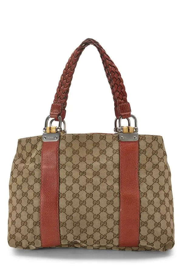 Gucci Original Gg Canvas Bamboo Bar Tote