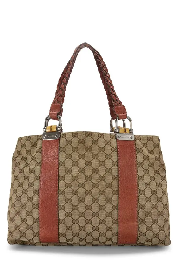 Gucci Original Gg Canvas Bamboo Bar Tote