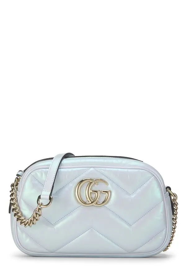Gucci Iridescent Leather Gg Marmont Crossbody - Green