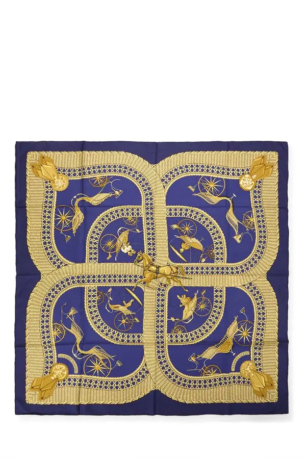 Hermès Multicolor 'voitures Paniers' Silk Scarf 90