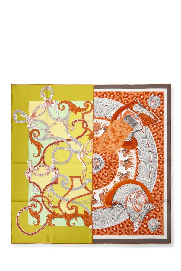Hermès Multicolor 'plumets Du Roy' Silk Scarf 90 - Grey