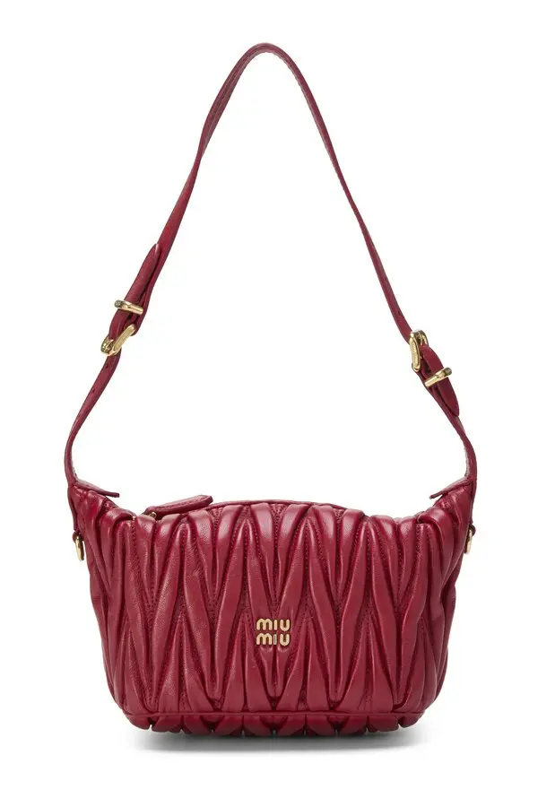 Miu Miu Quilted Nappa Shoulder Bag - Red