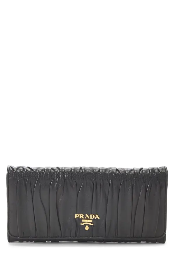 Prada Nappa Gaufre Continental Wallet - Black