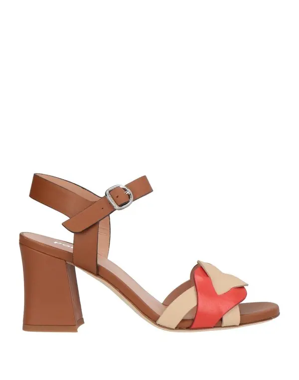 POLLINI Sandals Tan Size Leather