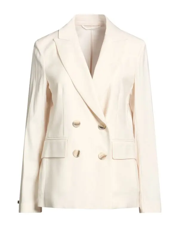 Peserico Blazer Cream Size Virgin Wool, Viscose, Elastane - White