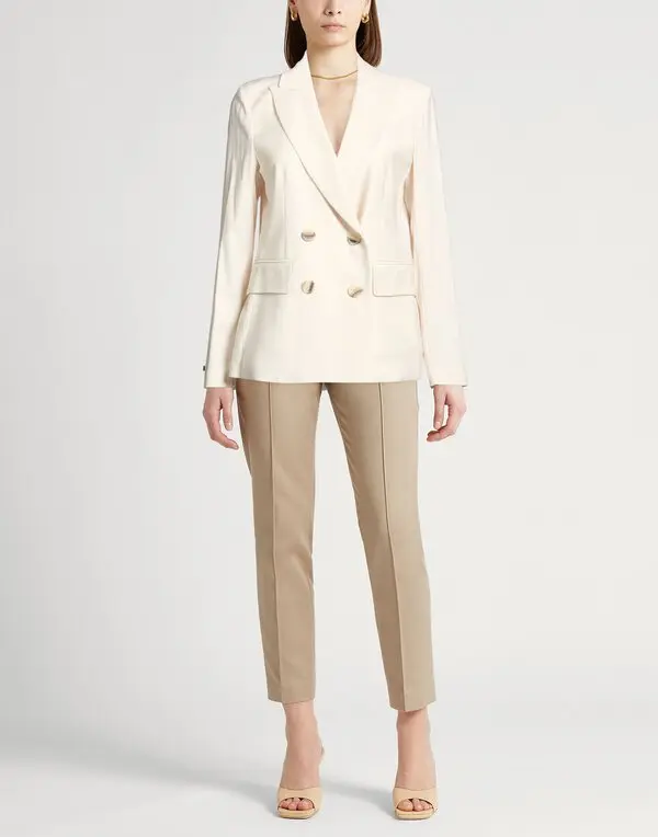 Peserico Blazer Cream Size Virgin Wool, Viscose, Elastane - White