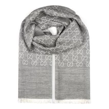Gucci Gg Wool Silk Jacquard Scarf - Grey
