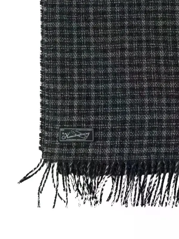MFPEN Check-pattern Fringed Scarf