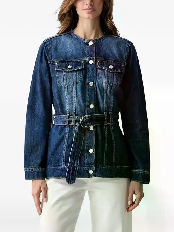 Guess Yuna Belted Denim Jacket - Blue