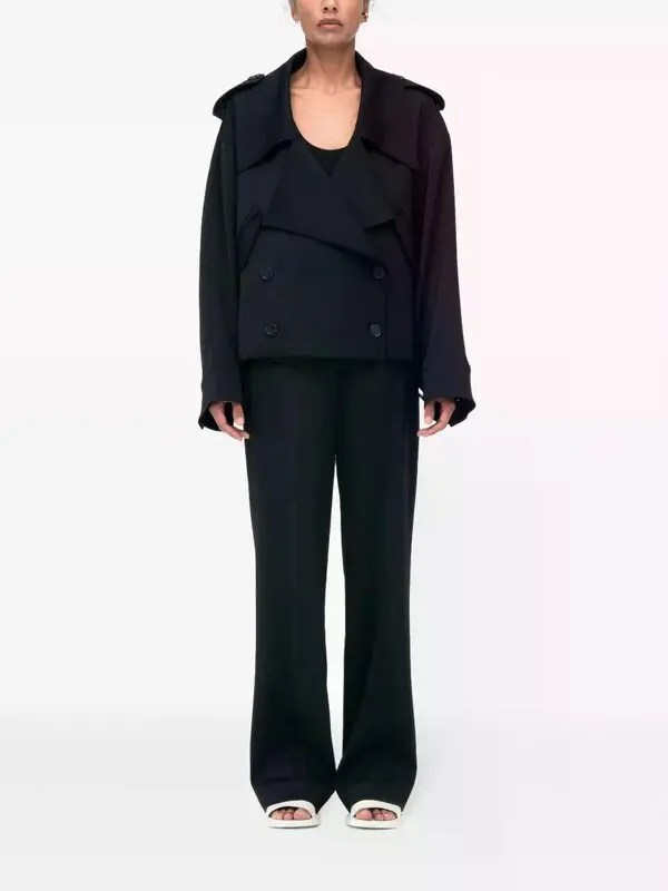 Another Tomorrow Double-breasted Cropped Jacket