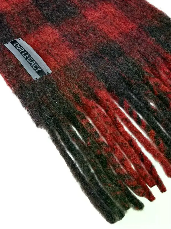 Our Legacy Check-pattern Fringed Scarf - Red