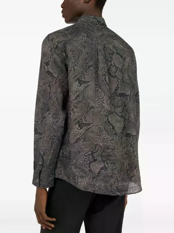 Roberto Cavalli Snakeskin-print Linen Shirt
