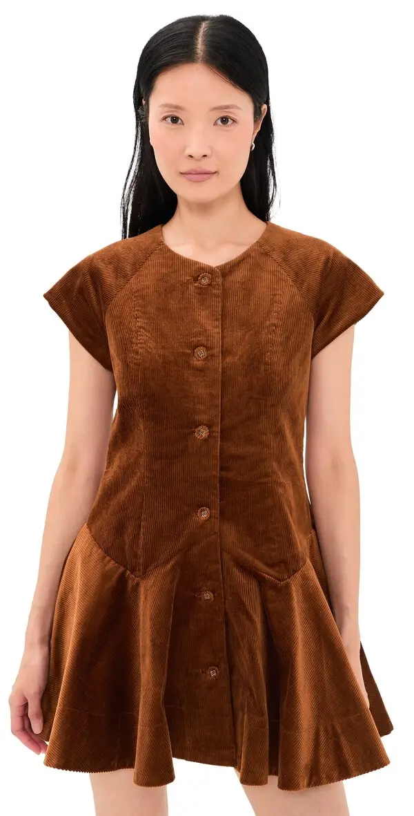 GANNI Corduroy Buttoned Mini Dress