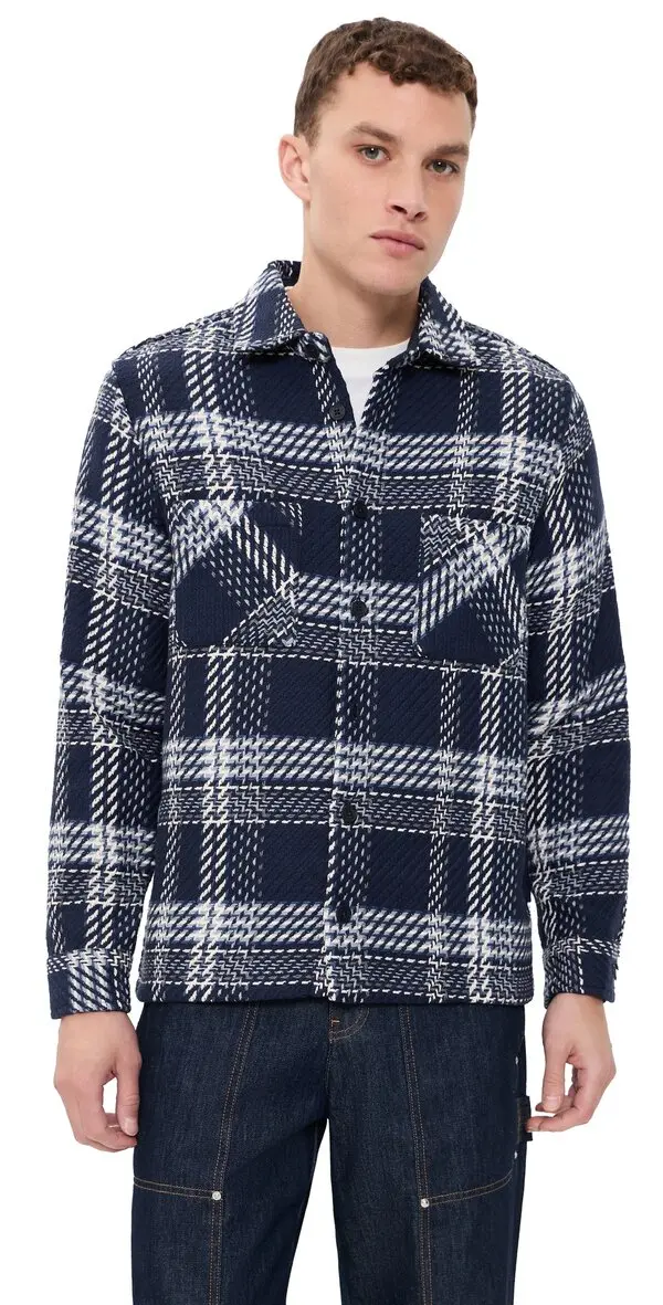 WAX LONDON Whiting Plaid Weave Overshirt