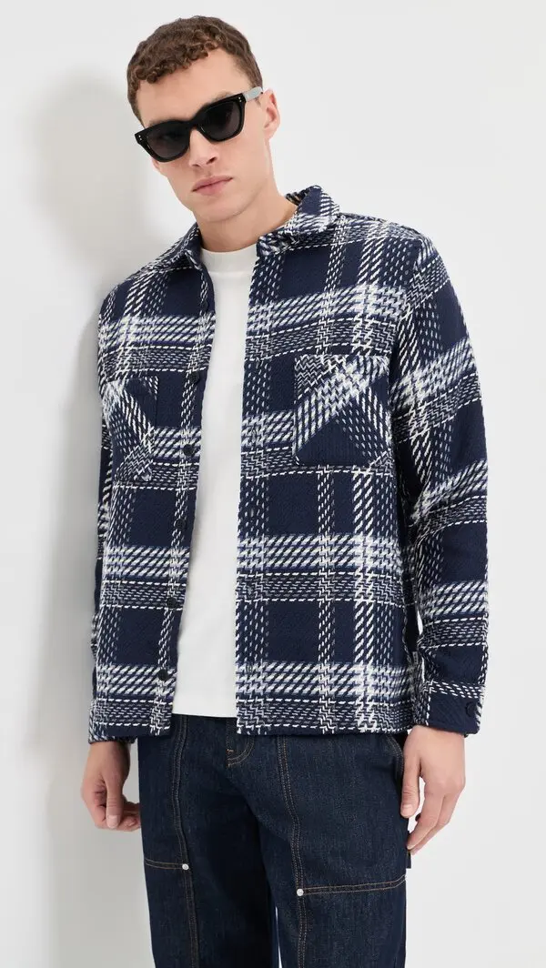 WAX LONDON Whiting Plaid Weave Overshirt