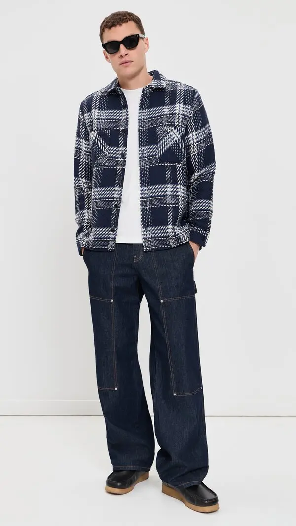 WAX LONDON Whiting Plaid Weave Overshirt